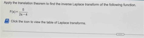 Solved Apply The Translation Theorem To Find The Inverse Laplace
