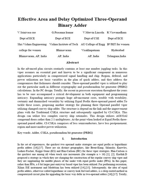 Binary Adder Paper Updated On 05 01 2024 With Plag Less Than 20 1 Pdf Field Programmable