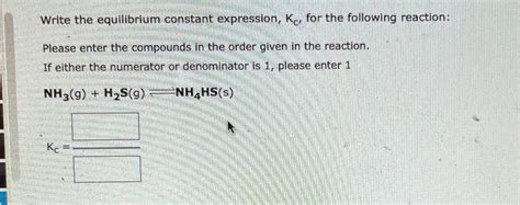 Solved Write The Equilibrium Constant Expression Kc For Chegg