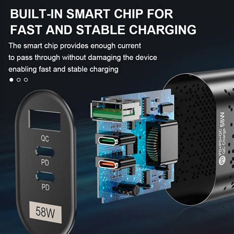 Купить Usb зарядное устройство типа C 58 Вт быстрая зарядка Qc Pd 3