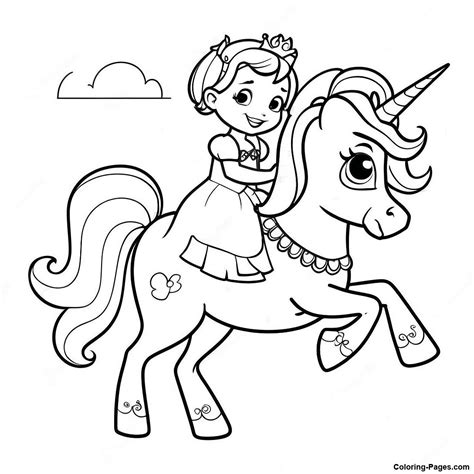 Sofia The First Riding A Unicorn Coloring Page Coloring