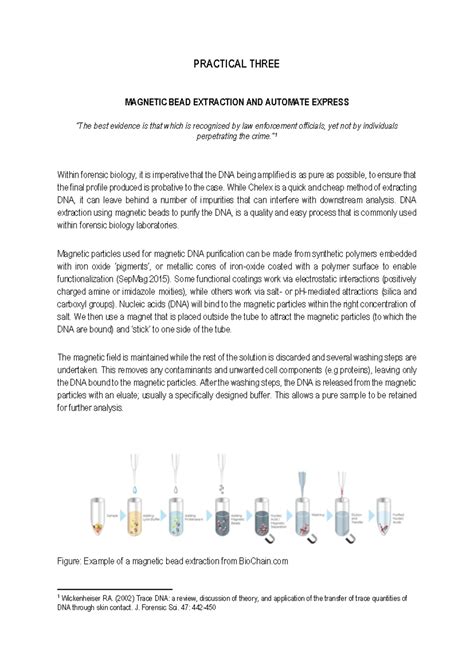 Dna Profiling Prac 3 Pre Reading Practical Three Magnetic Bead