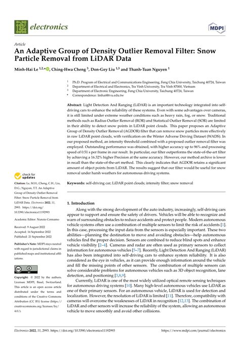 pdf an adaptive group of density outlier removal filter snow