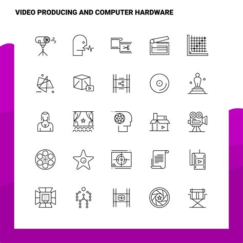 Set Of Video Producing And Computer Hardware Line Icon Set 25 Icons Vector Minimalism Style