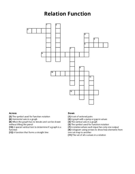 Relation Function Crossword Puzzle