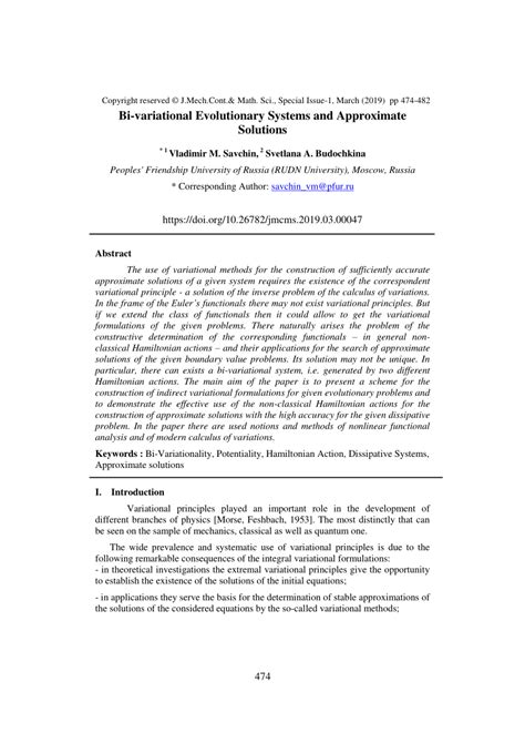 Pdf Bi Variational Evolutionary Systems And Approximate Solutions