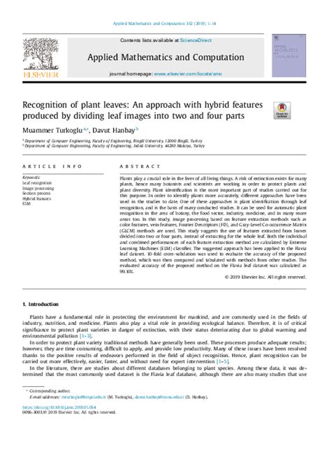 pdf recognition of plant leaves an approach with hybrid features