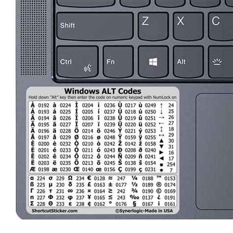 Windows Alt Codes Sticker á é í ó ú ü ñ Spanish French Math Etc Shortcut Stickers