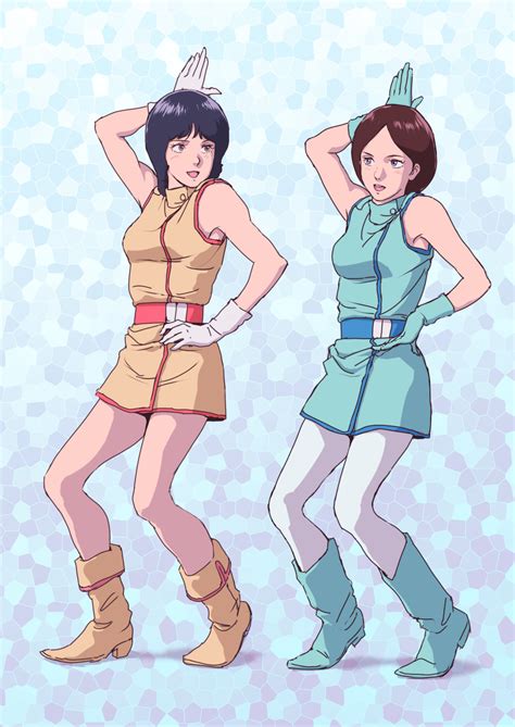 Safebooru 1980s Style 2girls Absurdres Aeug Belt Black Hair Brown
