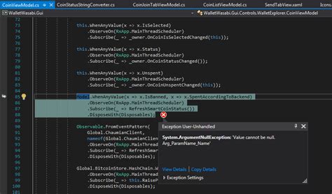 Argumentnullexception · Issue 2536 · Walletwasabiwalletwasabi · Github