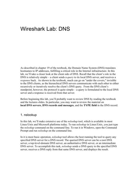 Wireshark Lab Dns