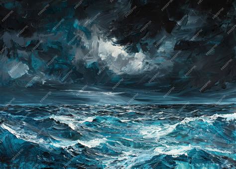 Premium Photo Dark Stormy Sea Background 3d Rendering Computer
