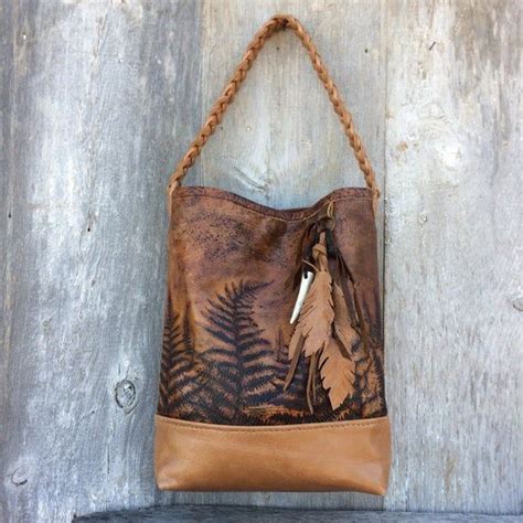 Woodland Leather Shoulder Bag Fern Leather Rustic Hobo Etsy