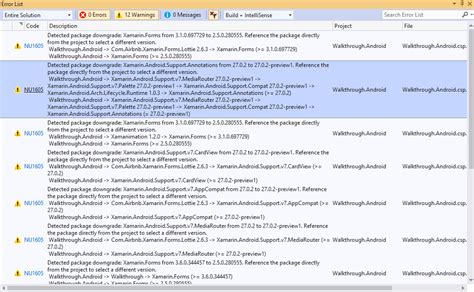 detected package downgrade xamarin android support annotations from 27