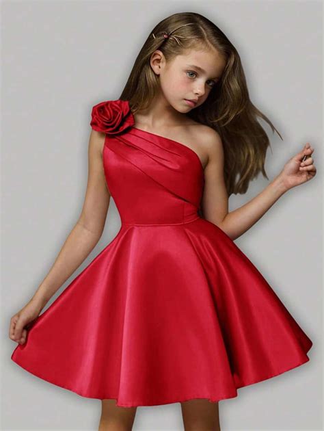 Girlism Tween Girl Elegant Luxurious Shoulder 3d Floral One Shoulder