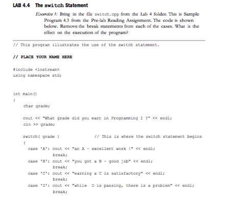 Solved Lab 44 The Switch Statement Exercise 1 Bring In The