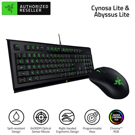 Razer Cynosa Lite Keyboard Razer Abyssus Lite Mouse Combo 104 Keys Keyboard Ergonomic Keyboard