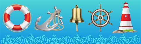 해양 테마 벡터의 속성 빈티지 벨 구명 부표 등대 앵커 및 스티어링 휠 세트 닻에 대한 스톡 벡터 아트 및 기타 이미지 닻 돛 모험 Istock