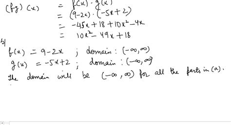 solved for each pair of functions a find f g x f g x and f g