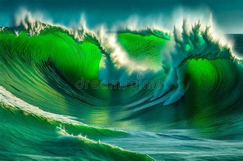 Surfing Ocean Wave Abstract Ocean Wave Background Stock Illustration