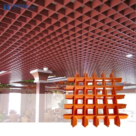 Metal Open Grid Ceiling Professional Aluminum Open Grid Ceiling Custom For Parking Lot