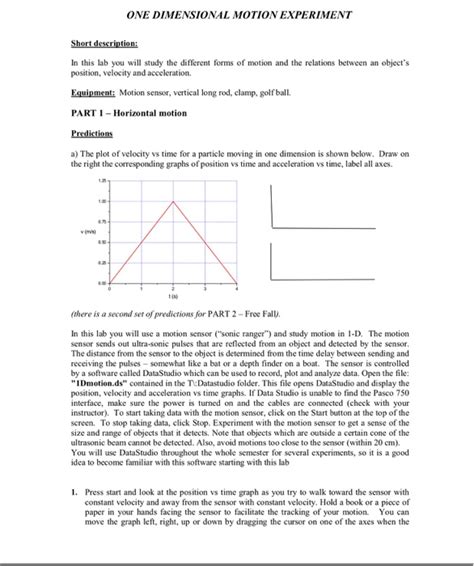 One Dimensional Motion Experiment In This Lab You