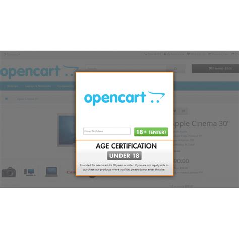 Opencart Age Restricted Products VQMOD Module