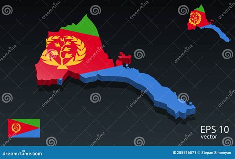3d Eritrea Map And Flag 3d Shape Design Independence Day Concept Perspective View