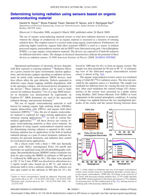 Pdf Determining Ionizing Radiation Using Sensors Based On Organic