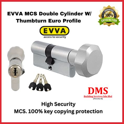 Evva Mcs Single Cylinder W Thumbturn Euro Profile Door Lock Kunci Pintu Lazada