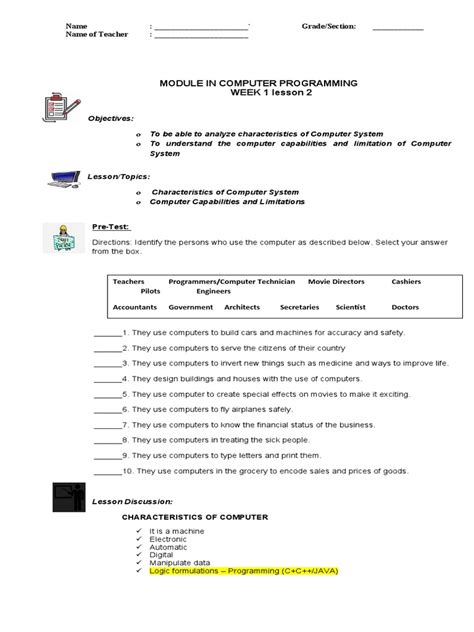Module In Computer Programming Week 1 Lesson 2 Pdf Data Information