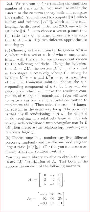 24 Write A Routine For Estimating The Condition