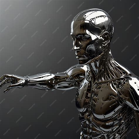 Human Figure Composed Of Flowing Liquid Metal Capturing A Dynamic And Metallic Form In