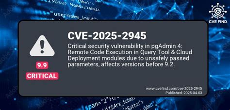 Cve 2025 2945 Critical Important Security Vulnerability In Pgadmin 4 Cve Find
