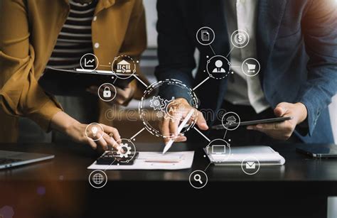 Digital Transformation Technology Strategy Person Using Laptop Tablet