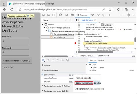 Funcionalidades De Depuração De Javascript Microsoft Edge Developer