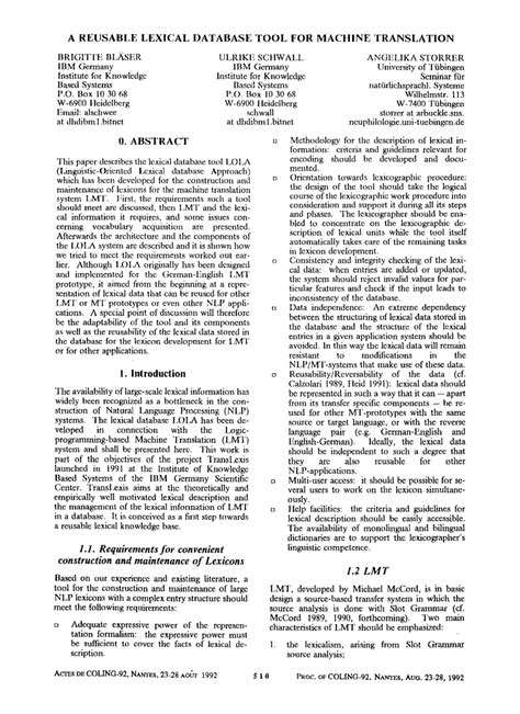 Pdf A Reusable Lexical Database Tool For Machine Translation