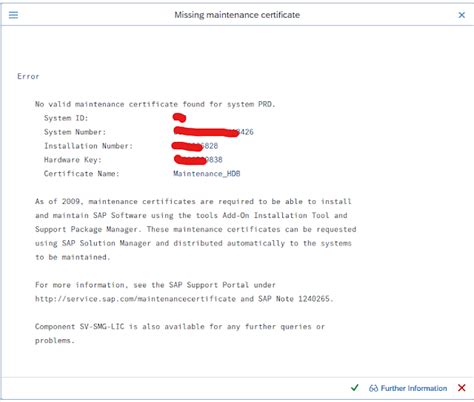 How To Fix Missing Maintenance Certificate Update In Sap System Amar It Tech