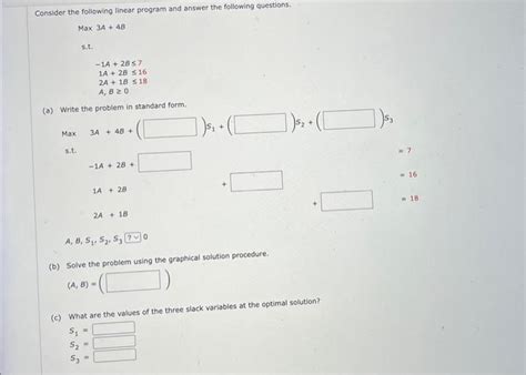 Solved Consider The Following Linear Program And Answer The