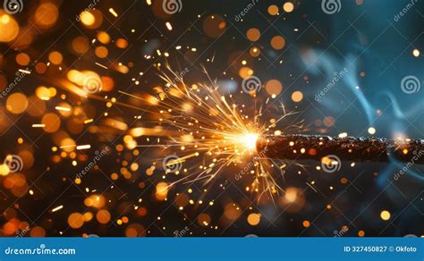 Burning Fuse Sparking Creating Abstract Light Effects on Dark Background Stock Image - Image of ...
