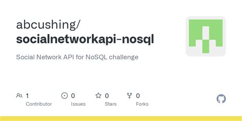 GitHub Abcushing Socialnetworkapi Nosql Social Network API For NoSQL Challenge