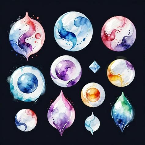 Premium Vector A Series Of Circles With The Moon And The Moon On The Bottom