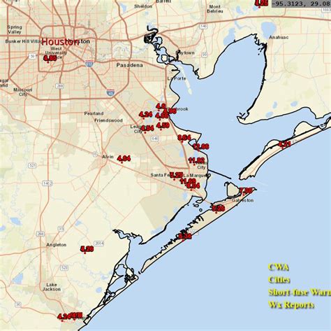 Map Houston Area Rainfall Observations 48hr In Excess Of 45