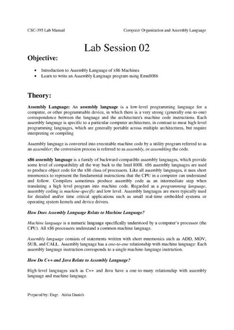 assembly language programming examples pdf 188687 coal lab 02