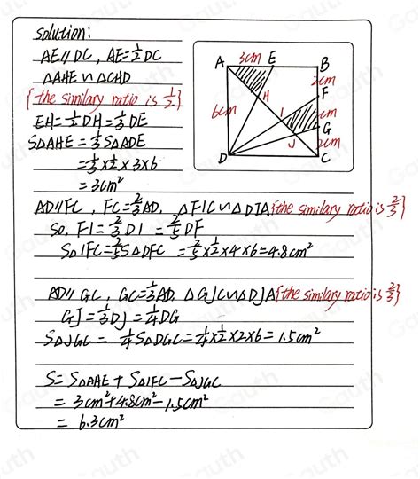 Solved The Figure Below Shows A Square Abcd Of Side 6 Cm Given That E