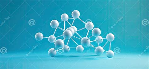 3d Rendering Of A Molecular Structure On A Blue Background Stock
