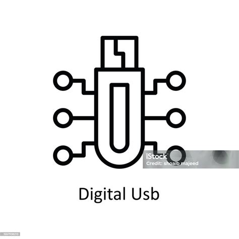 Digital Usb Vector Outline Icon Design Illustration Cyber Security Symbol On White Background