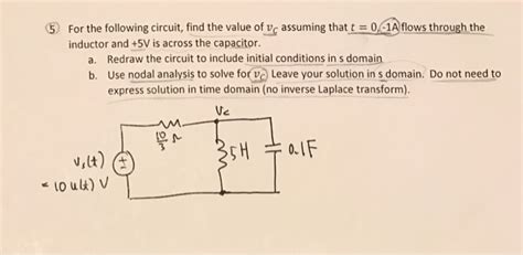 solved for the following circuit find the value of v c