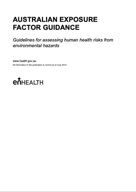 EnHealth Guidance Australian Exposure Factor Guide Australian Government Department Of