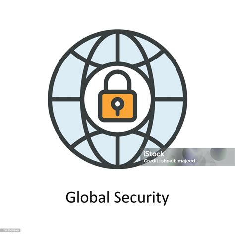 Global Security Vector Fill Outline Icon Design Illustration Cyber Security Symbol On White